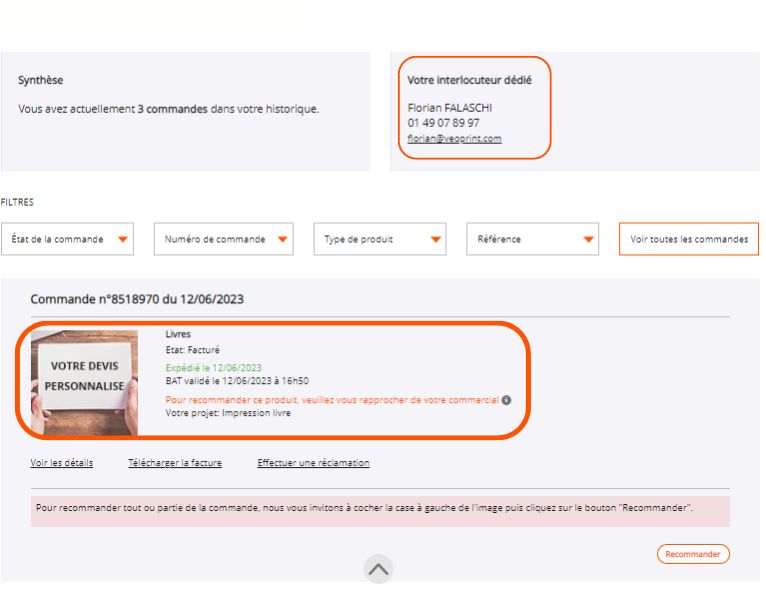 Comment repasser une commande devis